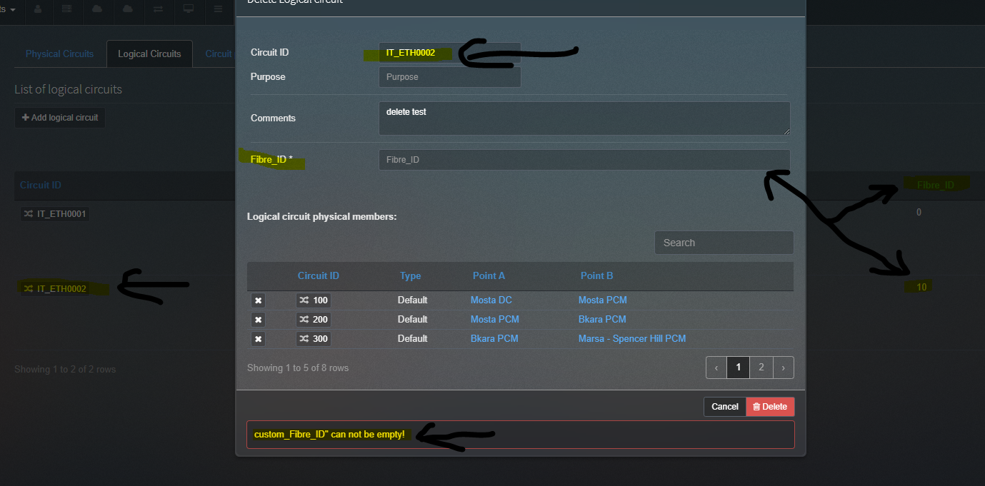 Issue's when deleting Logical Circuit. · Issue #2325 · phpipam/phpipam · GitHub