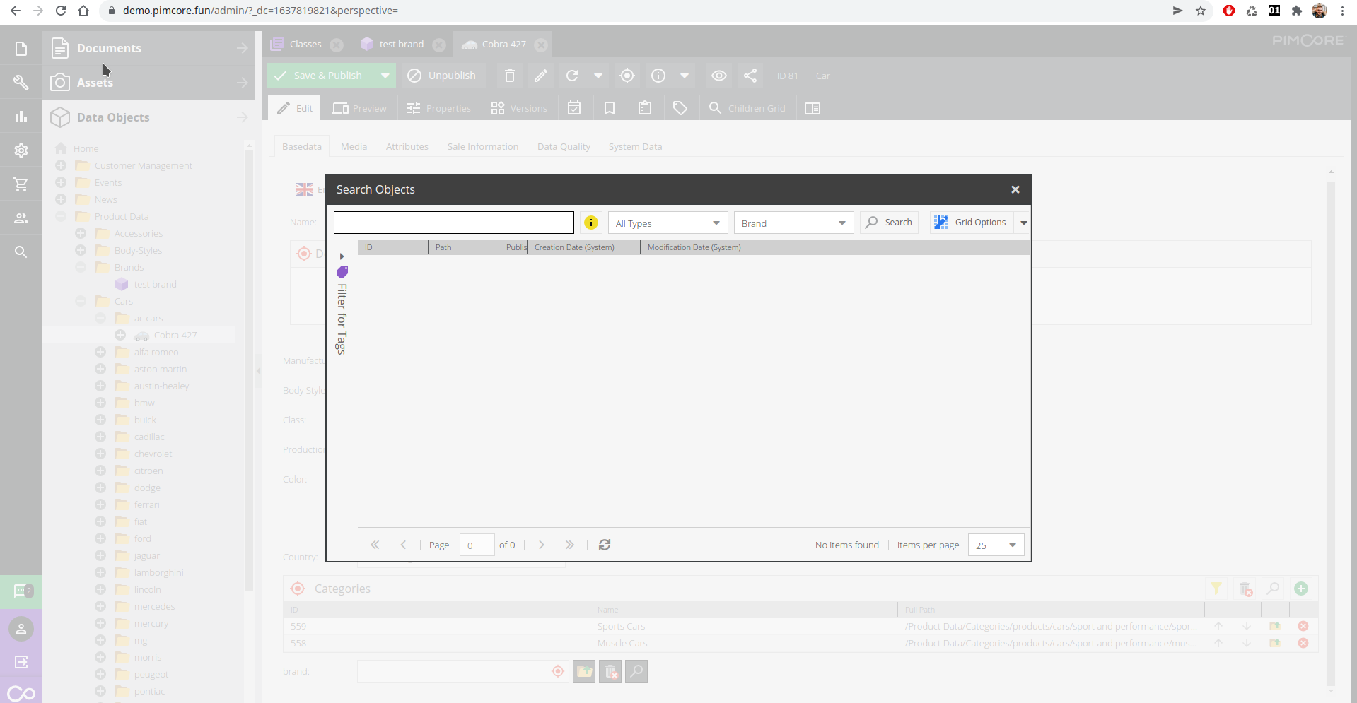 [Bug]: Searching dataobjects not working · Issue #10692 · pimcore/pimcore · GitHub