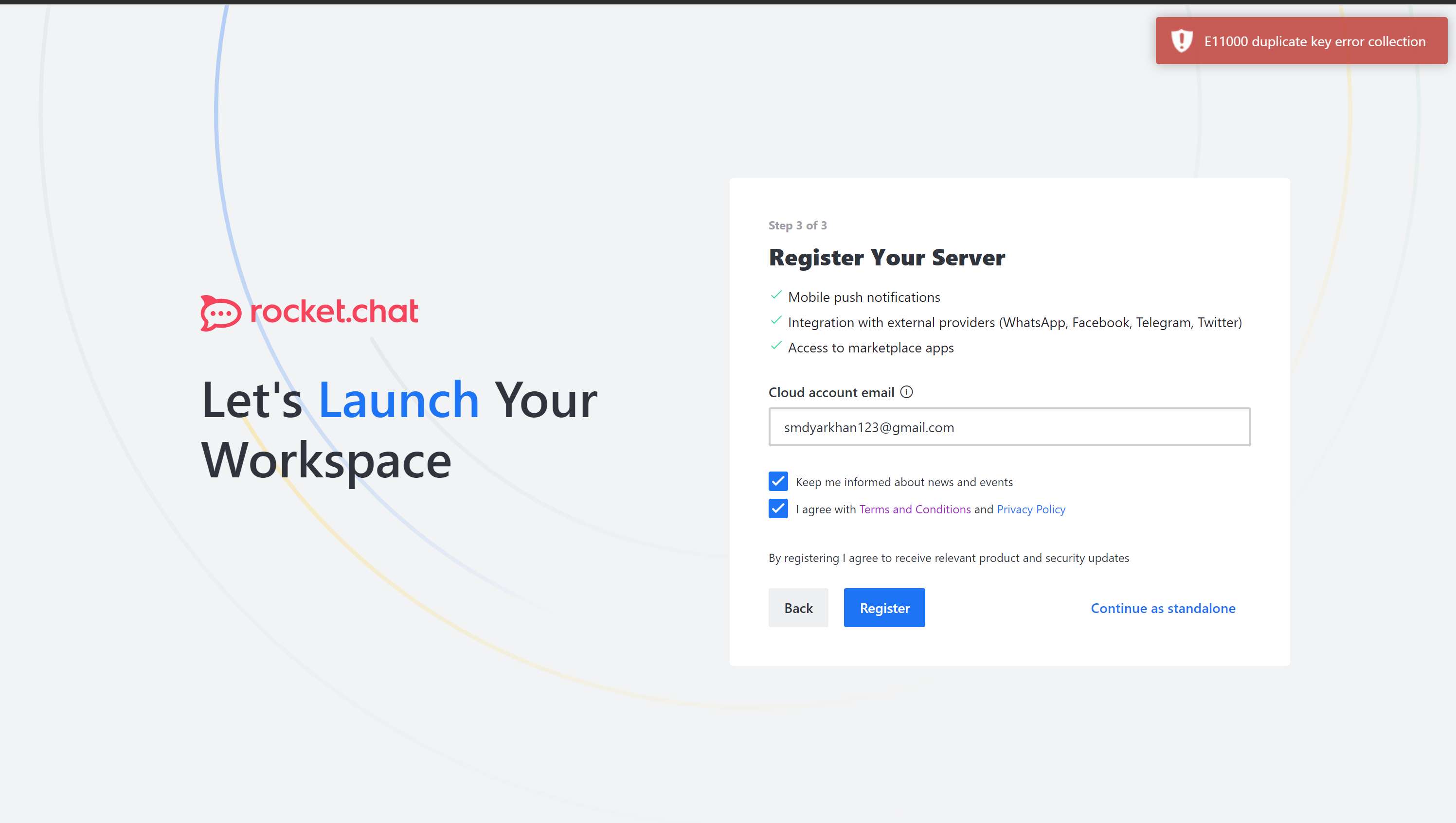 [BUG] Unable to Register Server ( E1100 duplicate key error collection ) · Issue #24885 ...