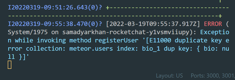 [BUG] Unable to Register Server ( E1100 duplicate key error collection ) · Issue #24885 ...