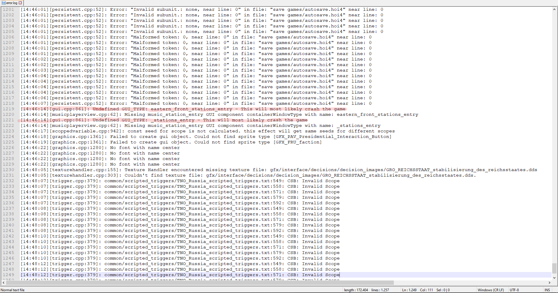Großafrikanischer Reichsstaat - Random Crash in mid 1966 · Issue #365 · TNODevs/TNO-Bug-Tracker ...