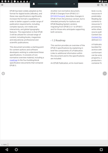 ePub on Android: 1) shows partial following page; 2) changing ...