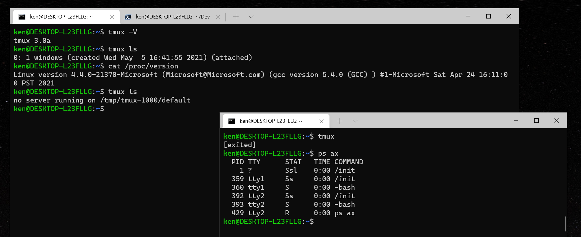 Tmux Crashes All Attempts To Reconnect Freeze · Issue 2659 · Microsoftwsl · Github