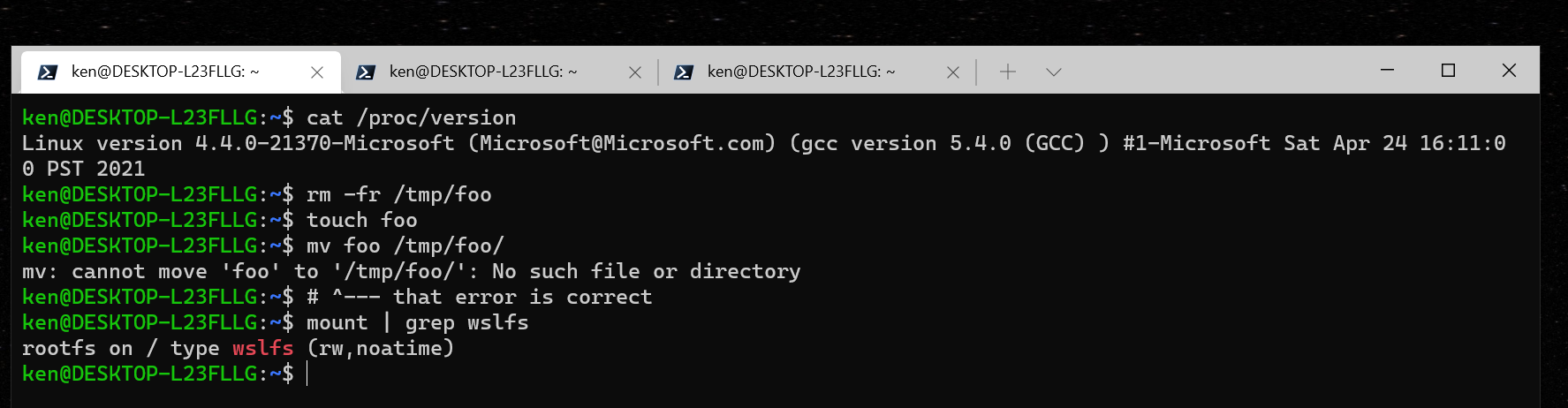 Rename Regular File To Non Existent Directory Doesnt Error Out · Issue 3028 · Microsoftwsl 