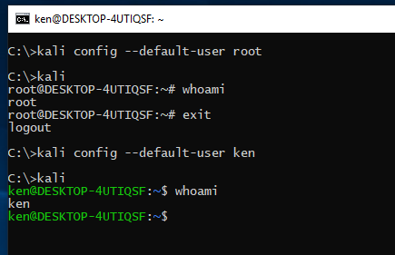 `kali config --default-user root` wont work as expected · Issue #3729 · microsoft/WSL · GitHub