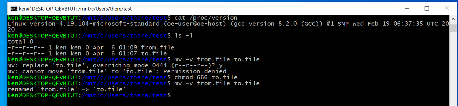 rename() syscall returns EPERM when target is non-writable but owned ...