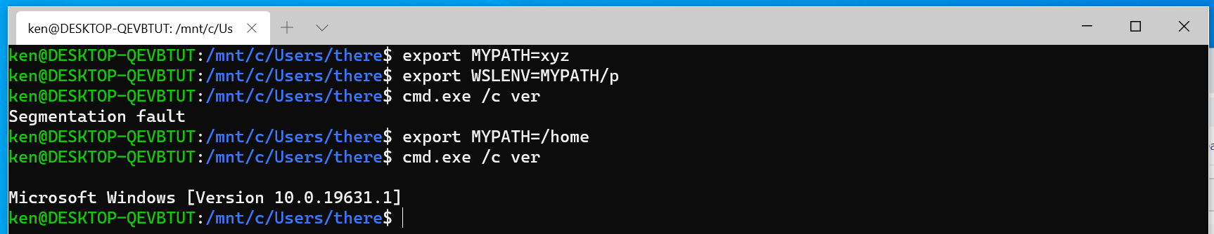 WSLENV passing '.' as current path causes segmentation fault · Issue #5274 · microsoft/WSL · GitHub