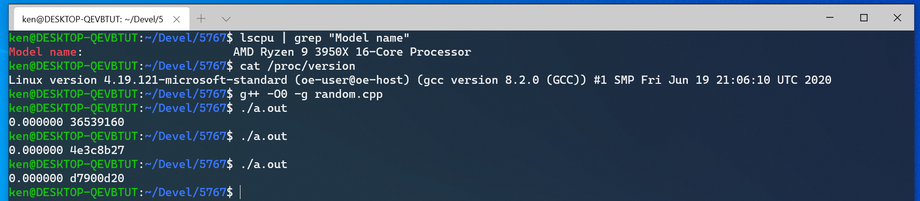 std::random_device always returns 0xFFFFFFFF. · Issue #5767 · microsoft/WSL · GitHub