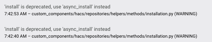HA logs show 'install' is deprecated, use 'async_install' instead when updating · Issue #1344 ...