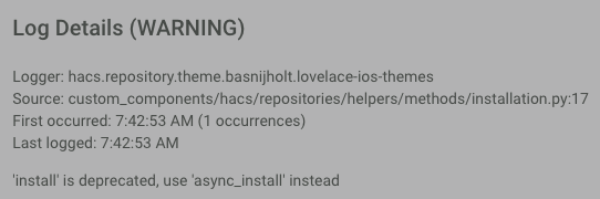 HA logs show 'install' is deprecated, use 'async_install' instead when updating · Issue #1344 ...