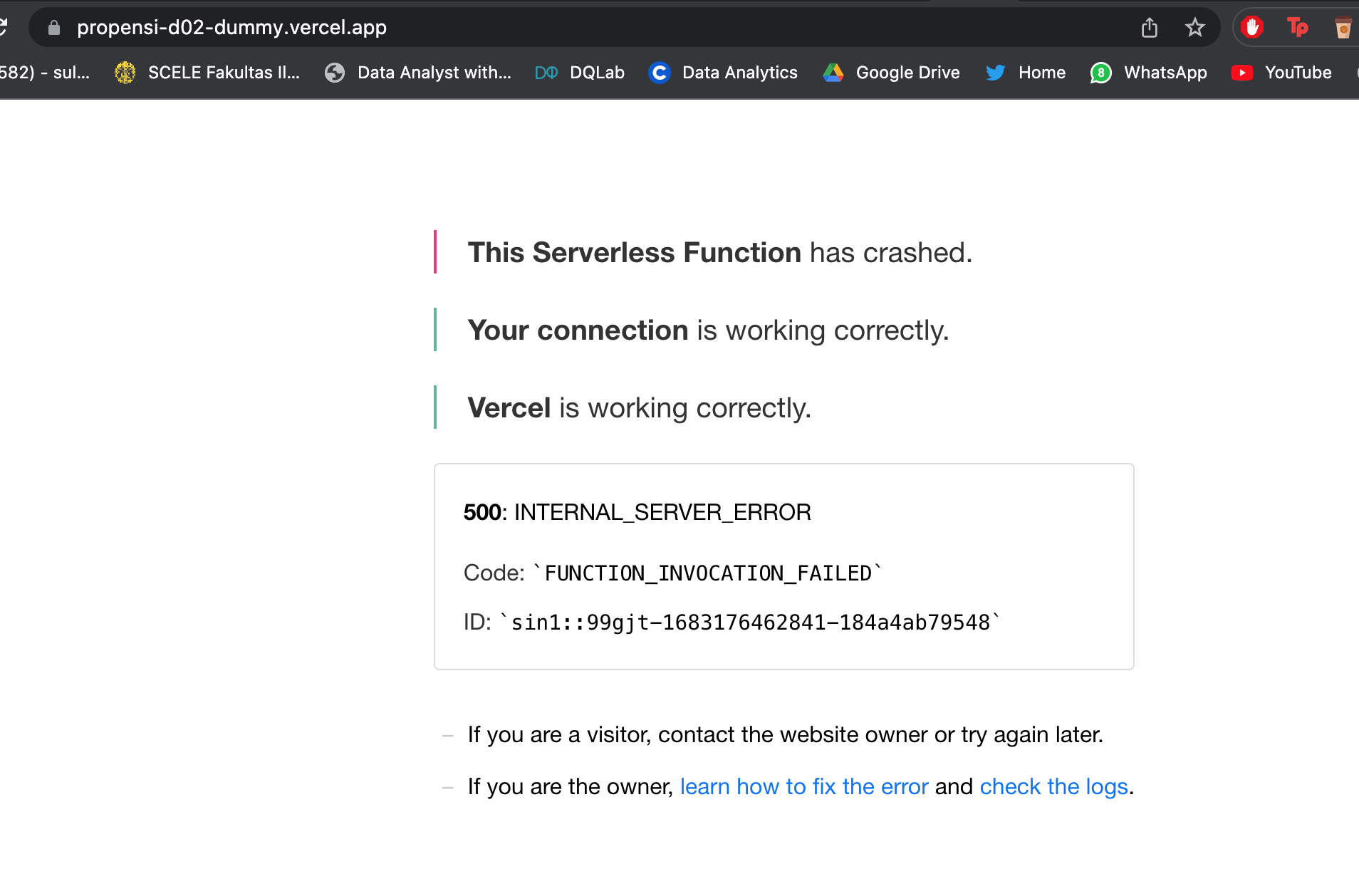 [Django] This Serverless Function has crashed. · vercel community · Discussion #2292 · GitHub