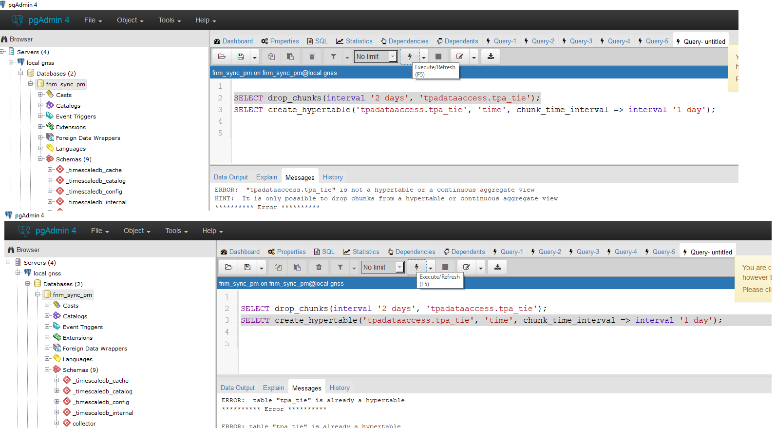 fails to drop_chunks on a hyper table · Issue #2444 · timescale/timescaledb · GitHub