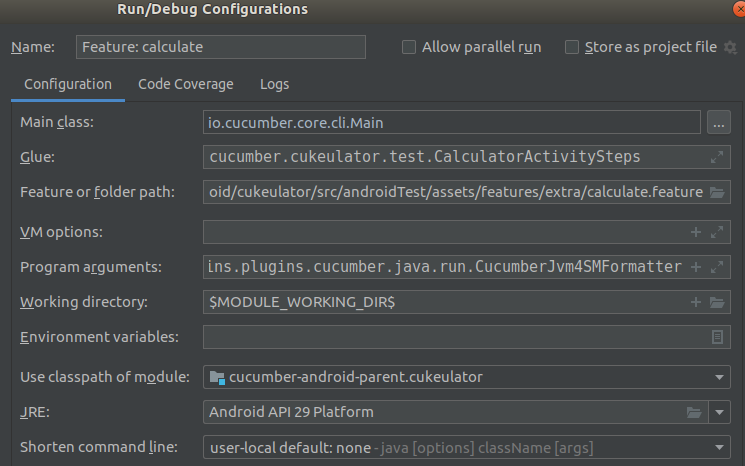 Not able to run features under Android Studio · Issue #78 · cucumber/cucumber-android · GitHub