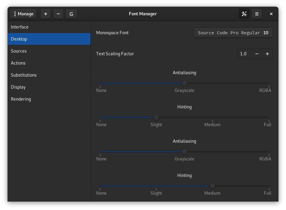 Some Desktop Settings do not work with GNOME 40 · Issue #215 · FontManager/font-manager · GitHub
