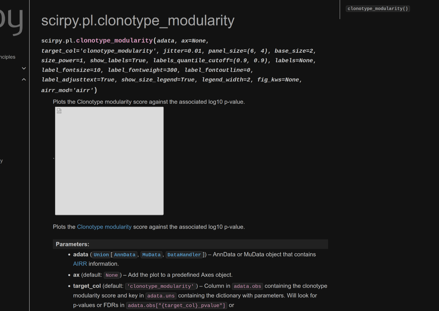 Plot preview doesn't show in API docs · Issue #429 · scverse/scirpy · GitHub