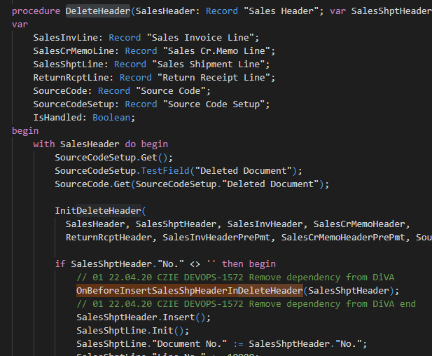 Event Request Codeunit 363 Postsales Delete Onbeforeinsertsalesshpheaderindeleteheader