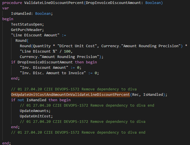 [event Request] Table 39 Purchase Line Onupdateunitcostandamountonvalidatelinediscountpercent