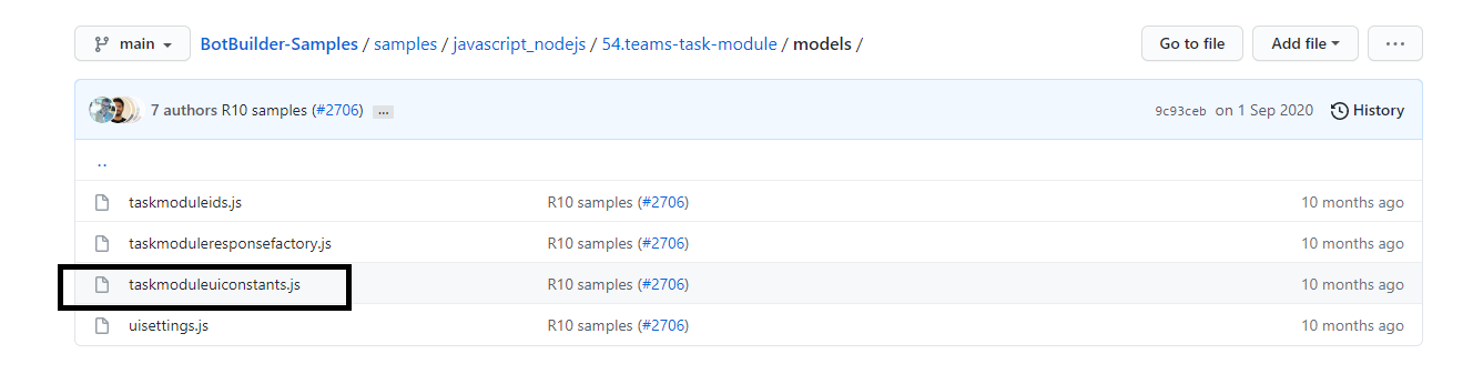 TaskModuleUIConstants.js does not exist · Issue #3320 · microsoft/BotBuilder-Samples · GitHub