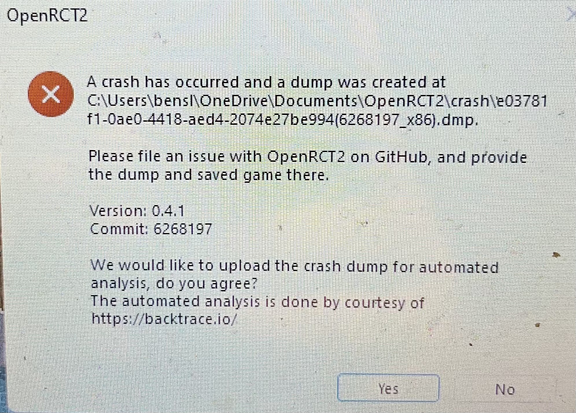 Getting this message when I try to open a saved park · Issue #17953 · OpenRCT2/OpenRCT2 · GitHub