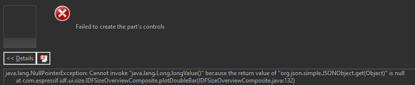 ESP-IDF 4.4 Eclipse Application Size Analysis Failed to create the part's controls. (IDFGH-6919 ...