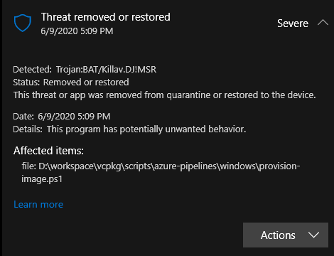 Trojan found (possible false positive) · Issue #11854 · microsoft/vcpkg · GitHub