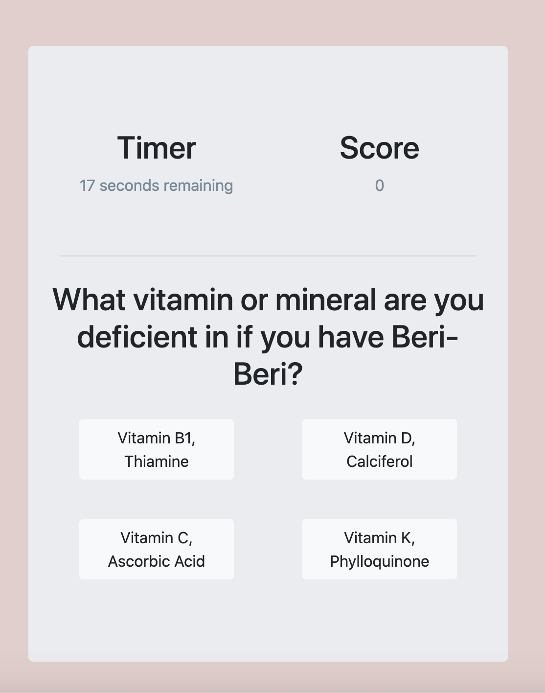 GitHub - klsybthrst/Vitamin-Deficiency-Quiz: How much do you know about essential vitamins and ...