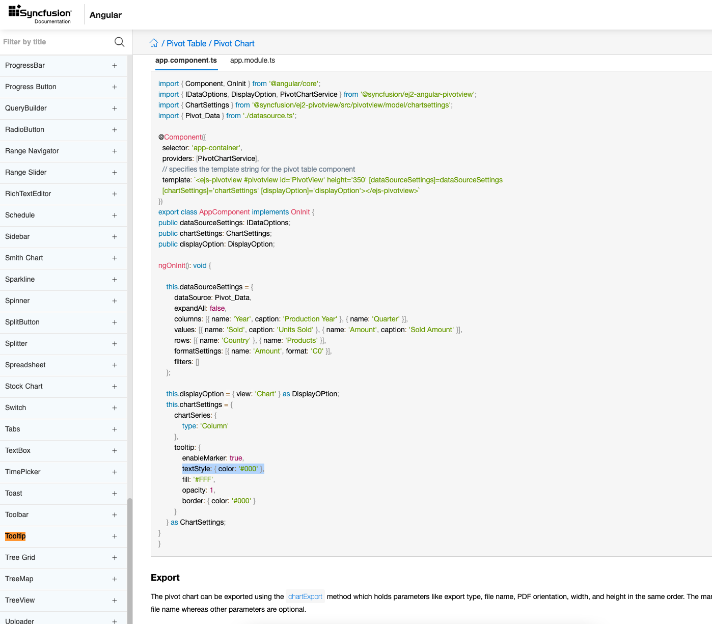 PivotChart: Tooltip text styles are not applying · Issue #169 · syncfusion/ej2-angular-ui ...