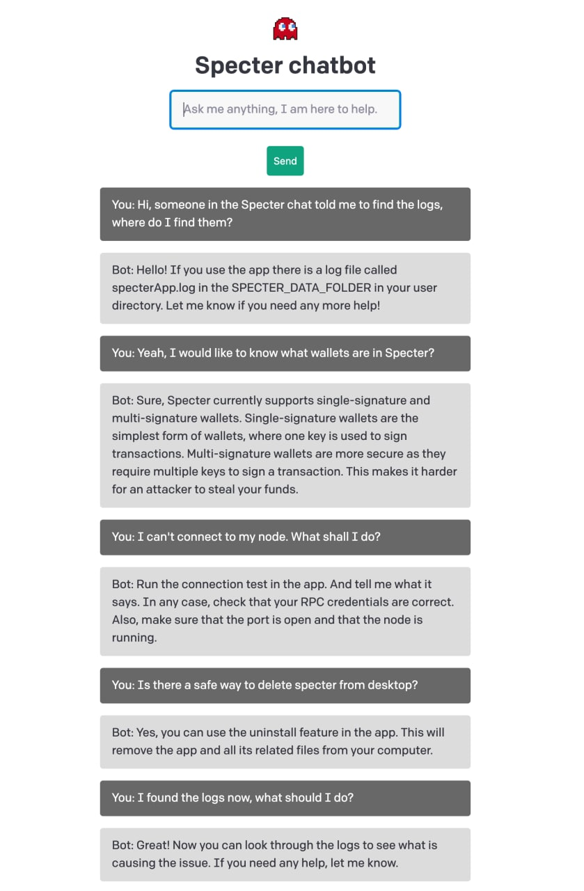 GitHub - moneymanolis/specter-chatbot: Chatbot to assist Specter Desktop users with answering ...