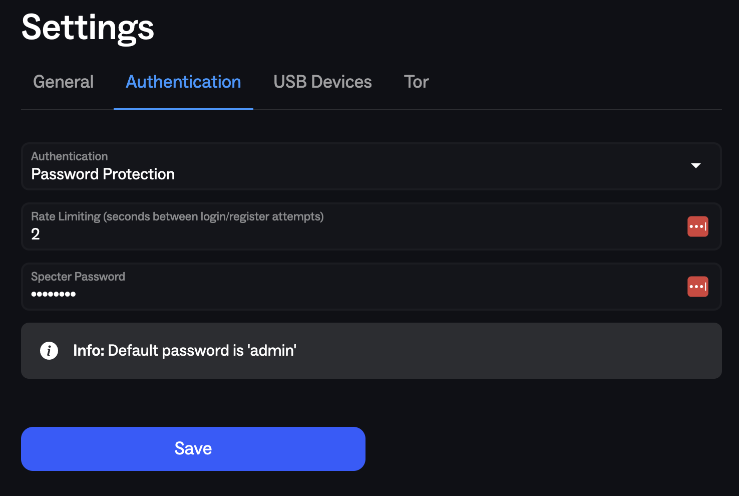 Cannot save authentication changes · Issue #2192 · cryptoadvance/specter-desktop · GitHub