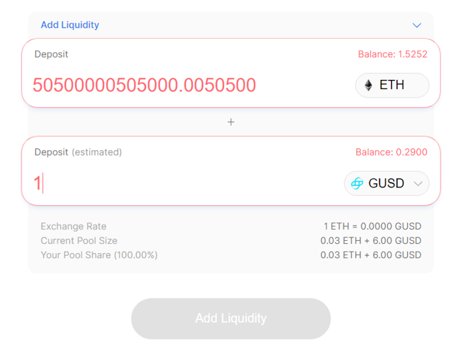 Frontend Miscalculates Exchange Rate for GUSD When Adding Liquidity ...