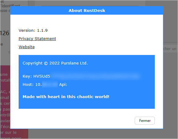 Display an information box on the relay server during a remote ...