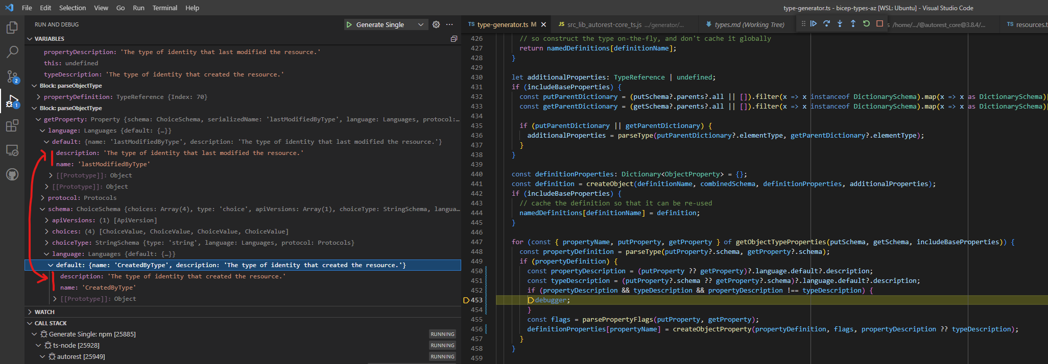 Object property documentation should be used instead of type documentation when both are ...