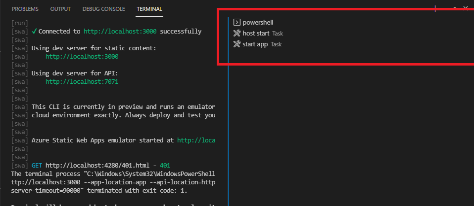 The check marks of terminal tabs disappear after closing the debug ...