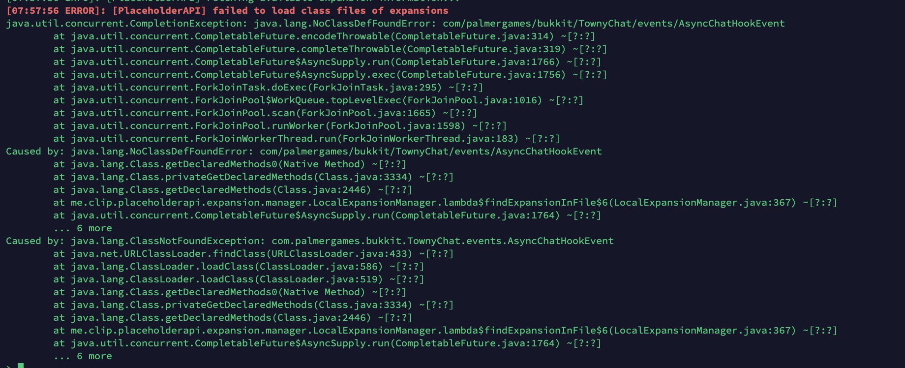 PlaceholderAPI failed to load class files or expansions · Issue #695 · PlaceholderAPI ...