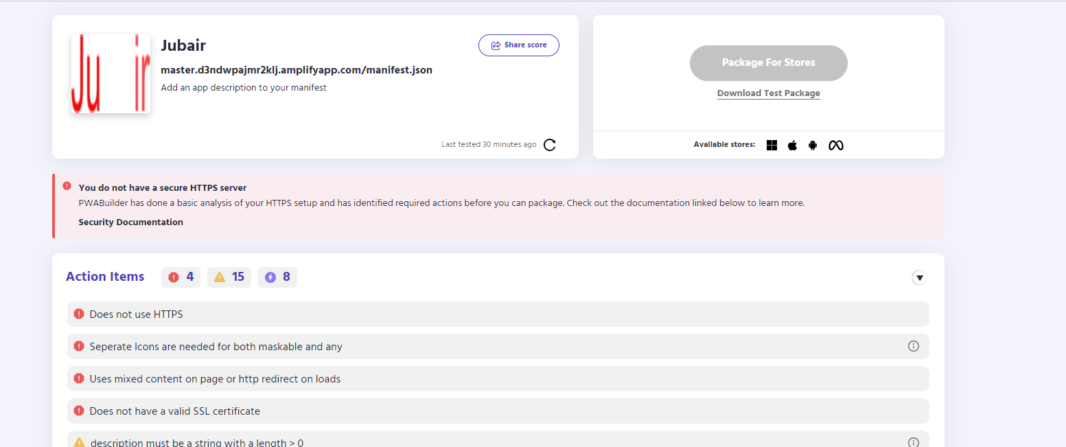 [BUG] You do not have a secure HTTPS server · Issue #4514 · pwa-builder/PWABuilder · GitHub