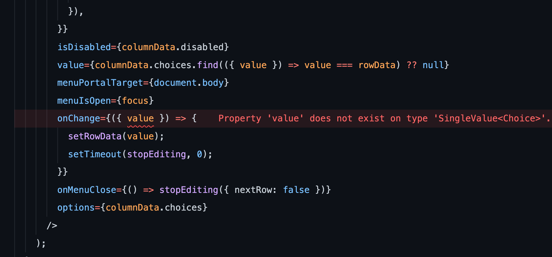 Implementing a select column example has some type isuues · Issue #161 · nick-keller/react ...