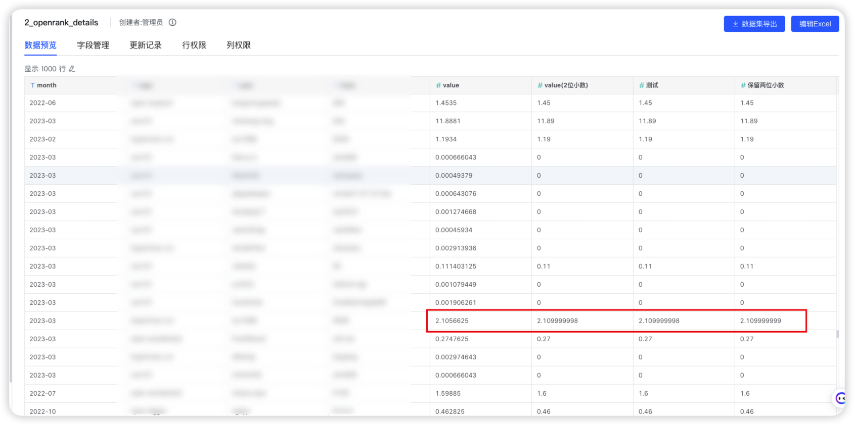 [Bug]Excel数据集使用数据集计算字段保留两位小数部分数值小数异常 · Issue #5100 · dataease/dataease · GitHub