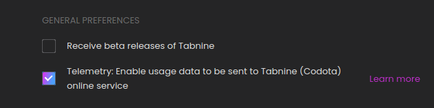Telemetry collection configuration · Issue #370 · codota/tabnine-vscode · GitHub