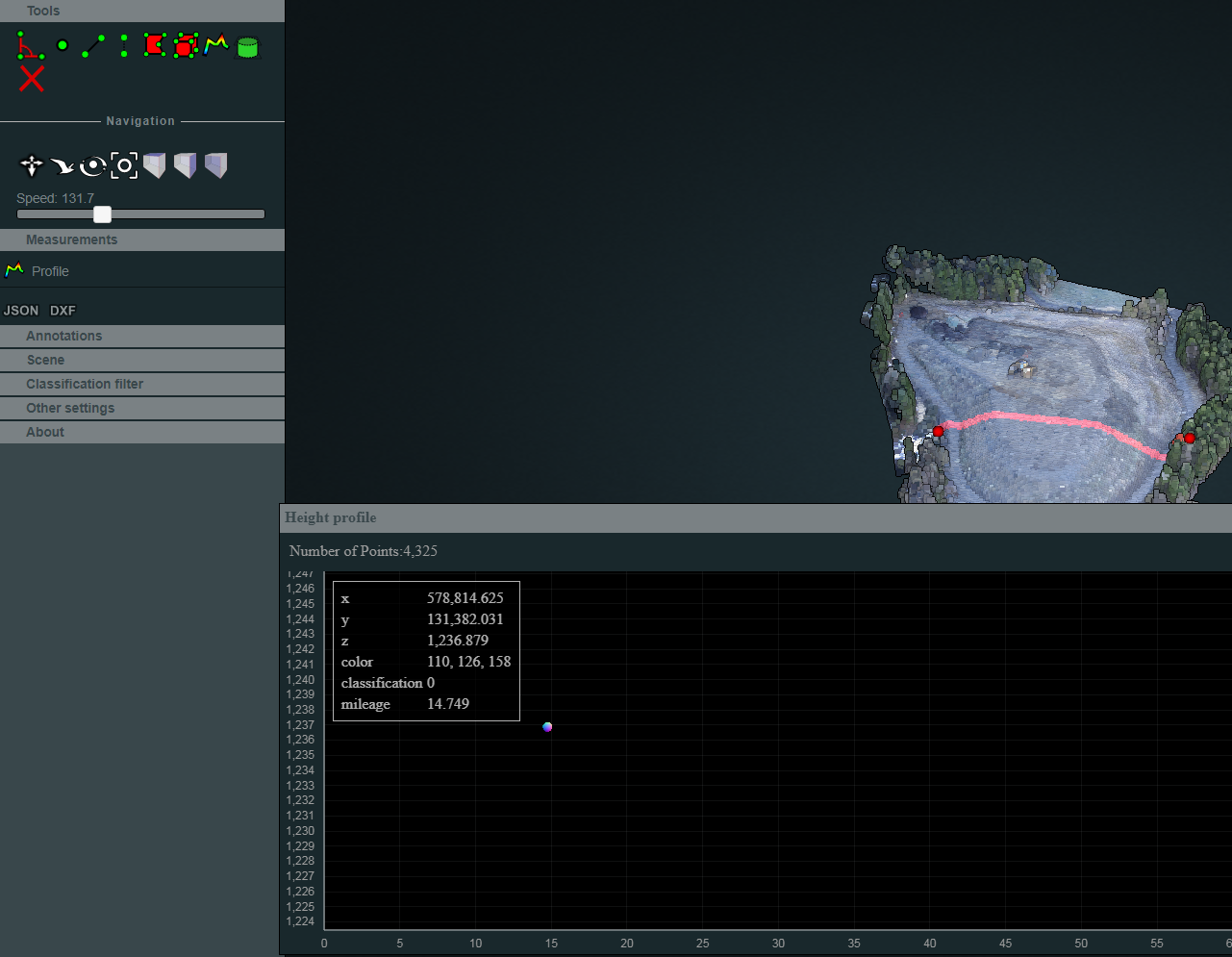 Display of profile points · Issue #406 · potree/potree · GitHub