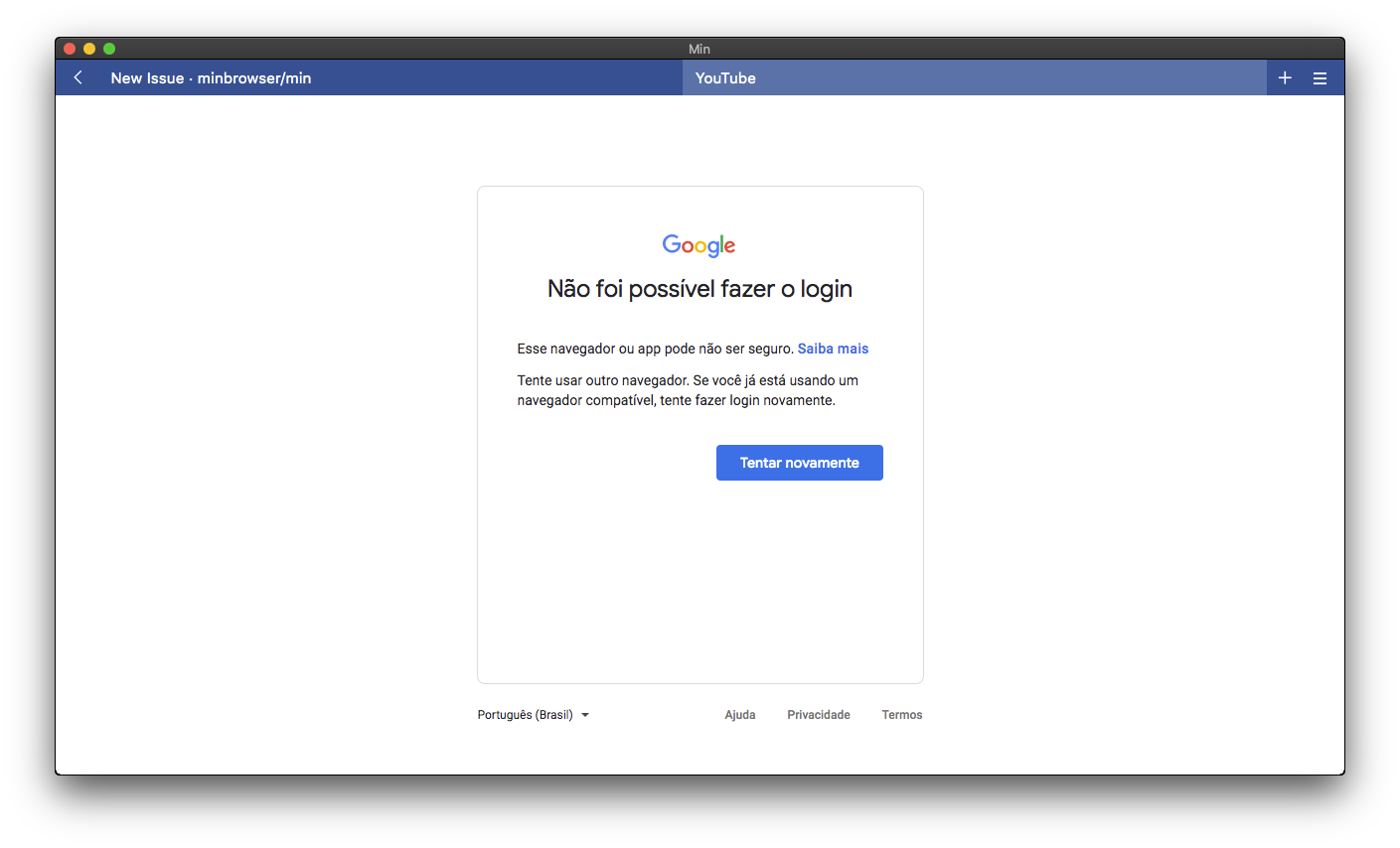 Can't use google credentials · Issue #2054 · minbrowser/min · GitHub