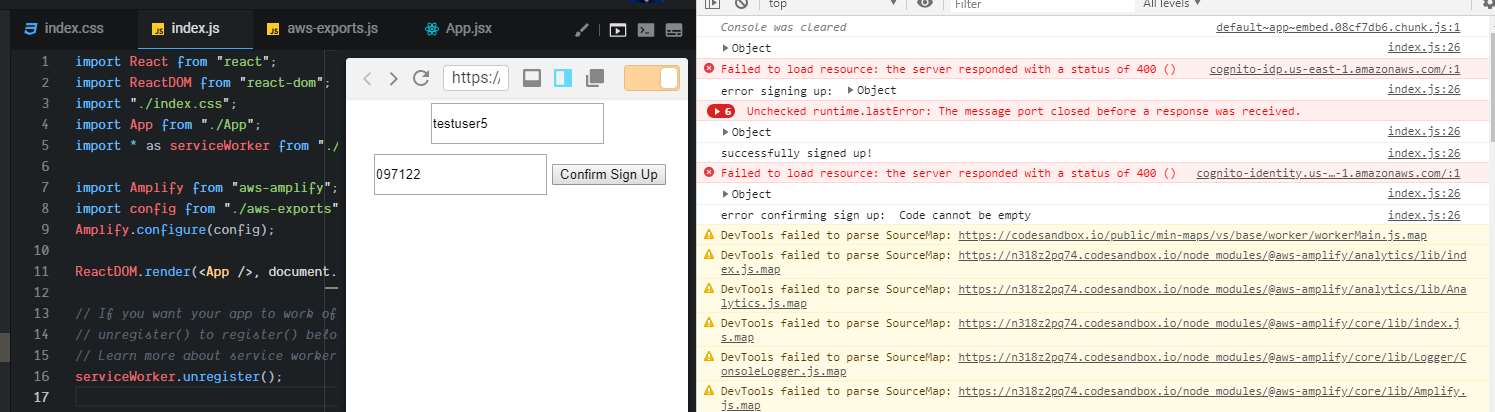 Confirmsignup Code Cannot Be Empty · Issue 1924 · Aws Amplifyamplify Js · Github