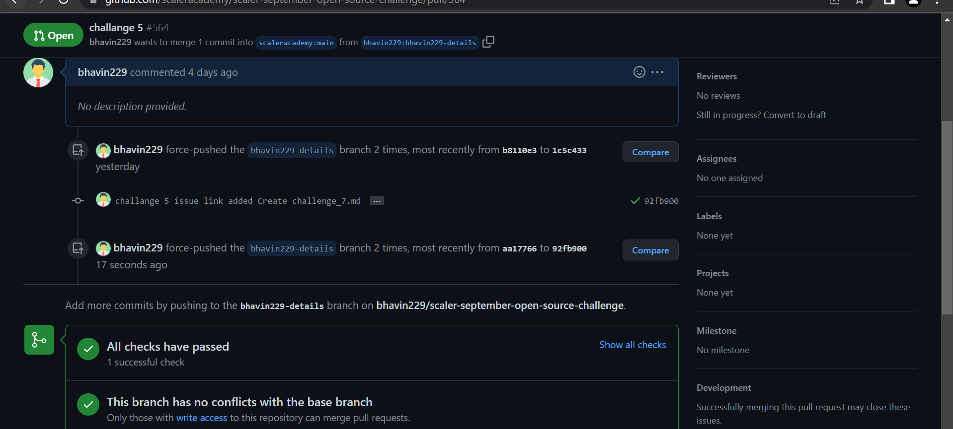 add bhavin · Issue #262 · scaleracademy/scaler-september-open-source-challenge-2022 · GitHub