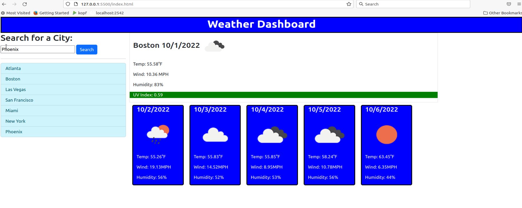 GitHub - mandrews78/Weather-Dashboard: Weather dashboard using a server side API
