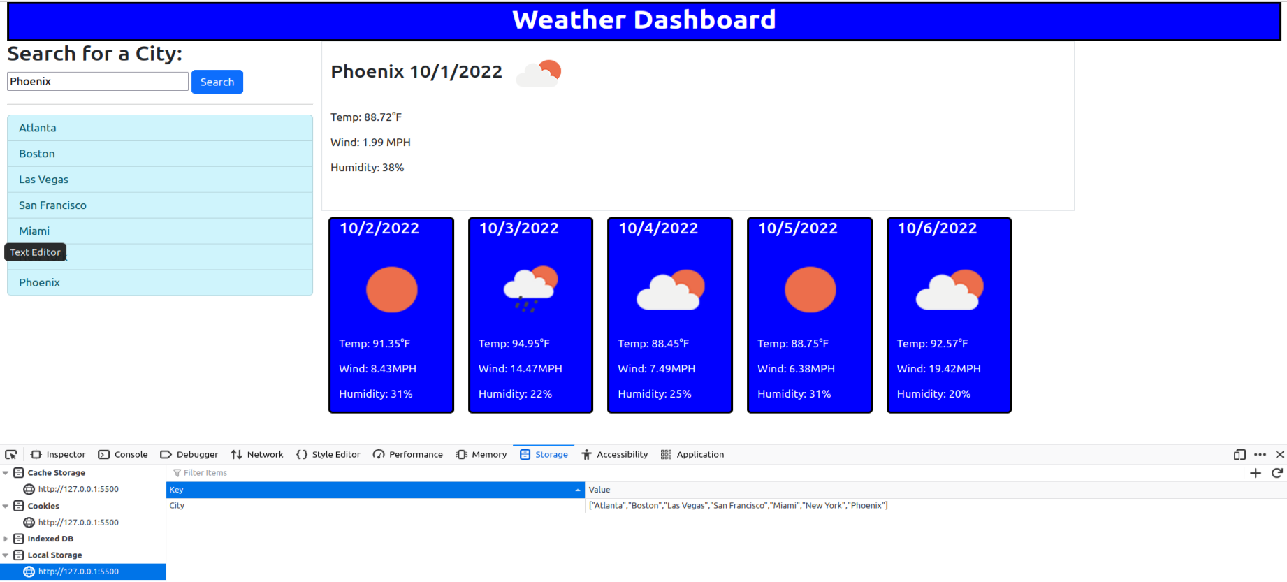 GitHub - mandrews78/Weather-Dashboard: Weather dashboard using a server side API