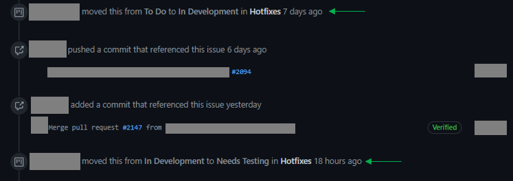 Issue History: Changing status of an issue added to a Projects Beta project does not log to the ...