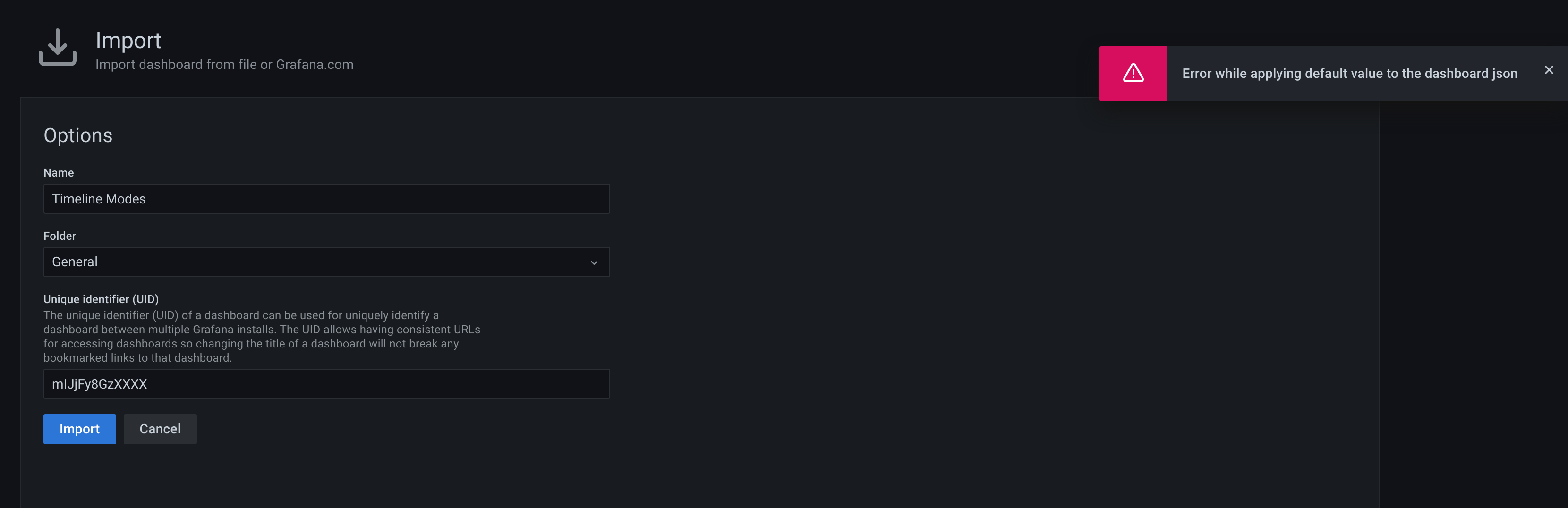 Import dashboard does not work · Issue #34869 · grafana/grafana · GitHub