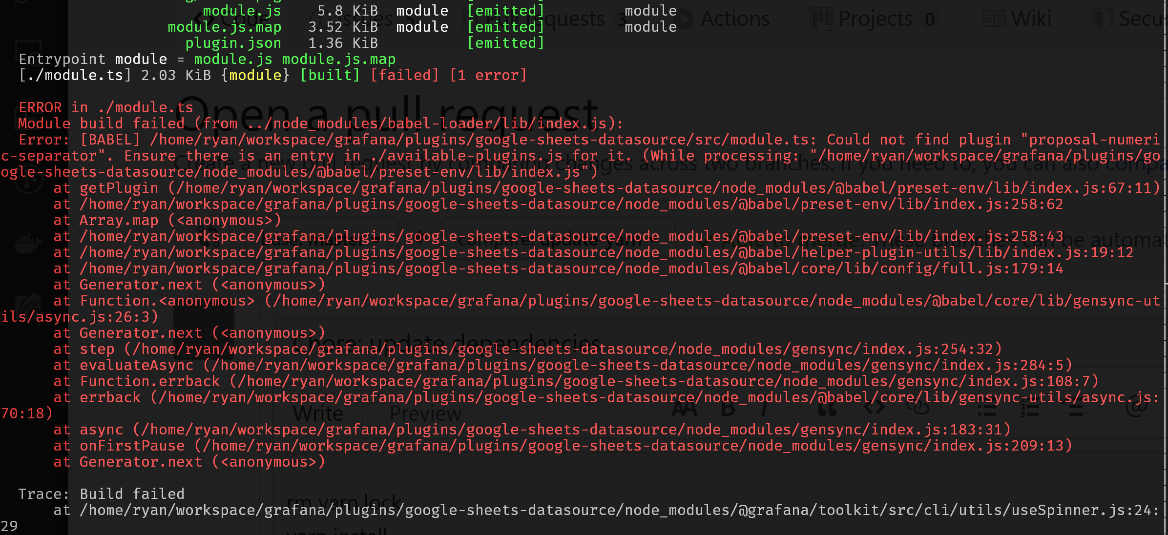 Toolkit: recent changes won't build plugins · Issue #22945 · grafana/grafana · GitHub