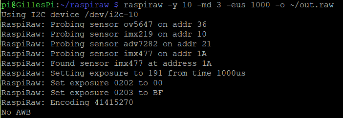 Raspiraw reaches 'No AWB' but does not finish command (Raspberry Pi 4 B, IMX477) · Issue #50 ...