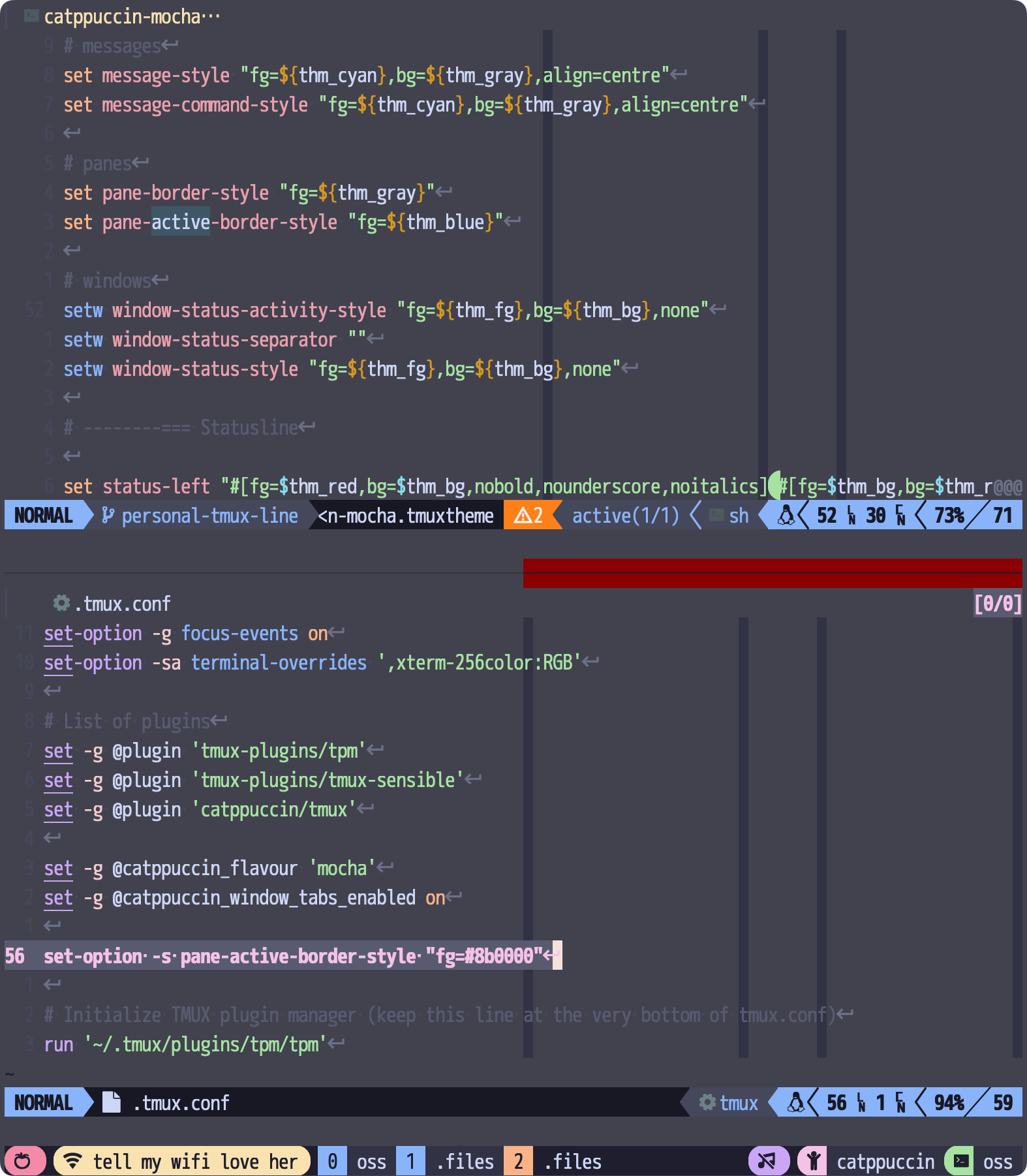 override pane active border color · Issue #20 · catppuccin/tmux · GitHub