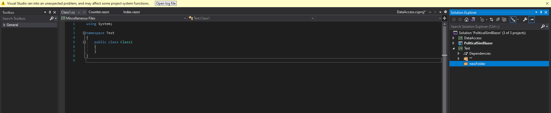 Visual Studio, Adding a folder to a project that is located on a BTRFS ...